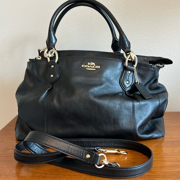 Coach | Bags | Coach Colette Black Leather Carryall Satchel Crossbody ...